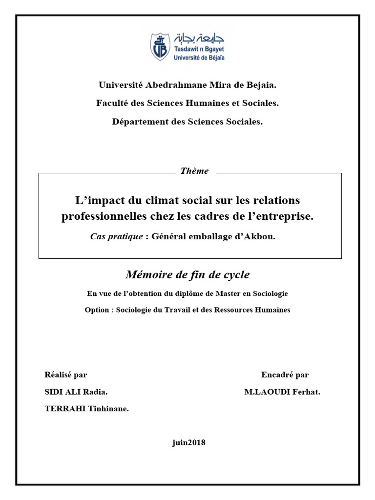 Impact du climat social en entreprise | PDF | Business | la communication