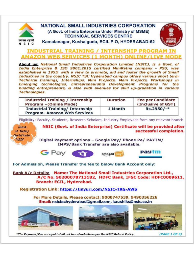 NSIC - AWS - Training - 1 Month 26.10.2024 PDF | PDF