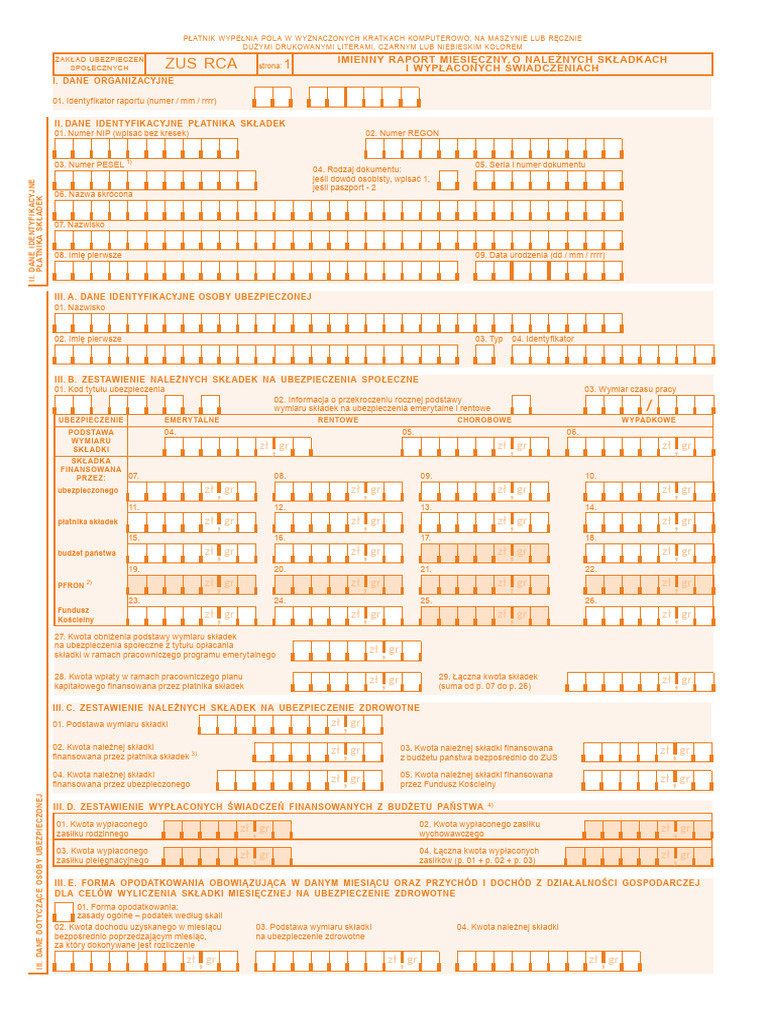 ZUS RCA Pracownik | PDF
