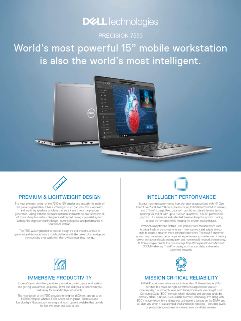precision-7550-tech-spec-sheet | PDF | Usb | Solid State Drive