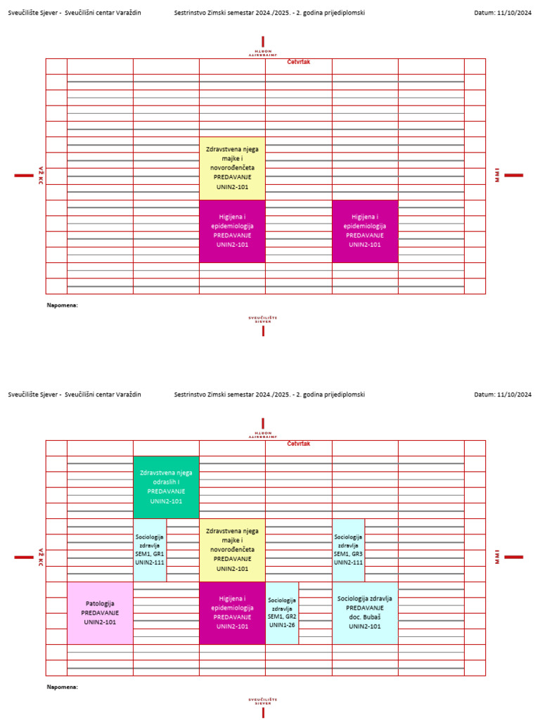 Raspored-2 - Godina-11 10 24 - Web | PDF