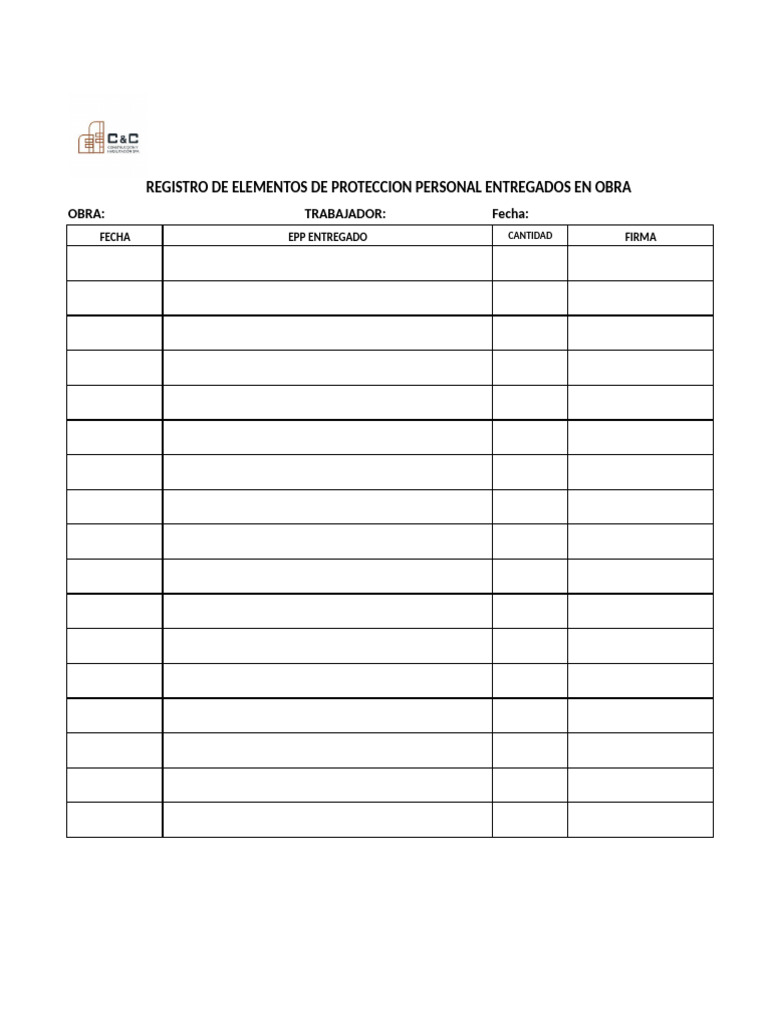 Registro entrega de EPP | PDF