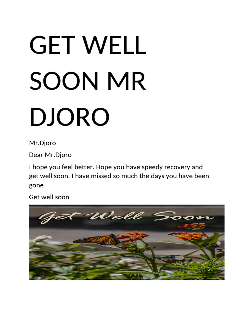 Get Well Soon | PDF