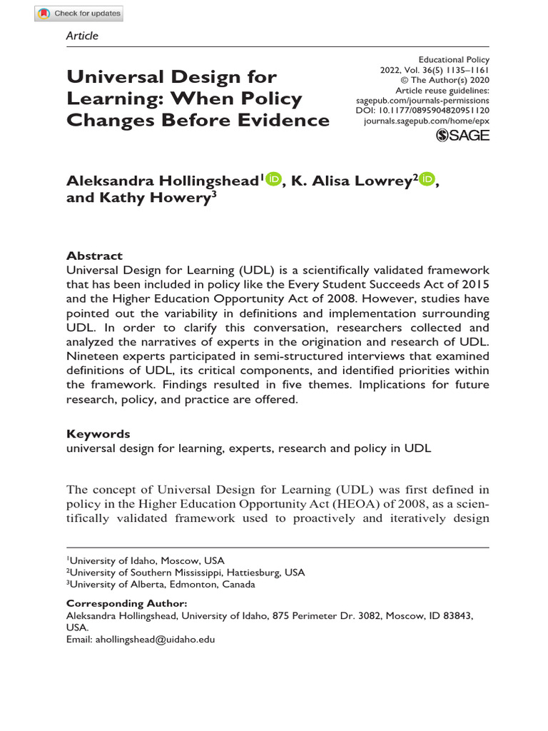 Understanding Universal Design for Learning | PDF | Cognition