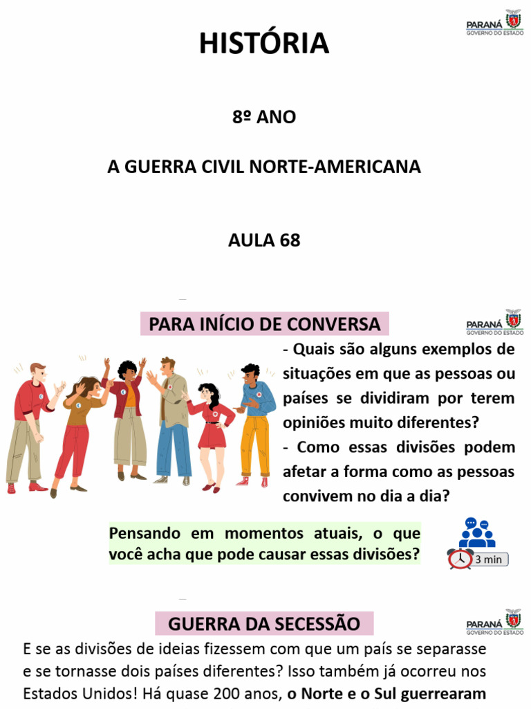 A GUERRA CIVIL NORTE-AMERICANA Aula - 68 - 2024 | PDF | Abraham Lincoln | Guerra Civil Americana