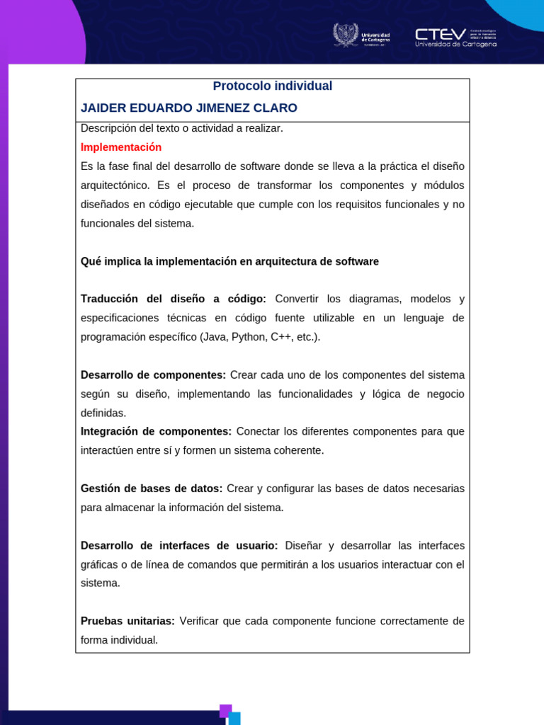 Protocolo Indivual #4 de Adquitectura de Software | PDF | Software ...