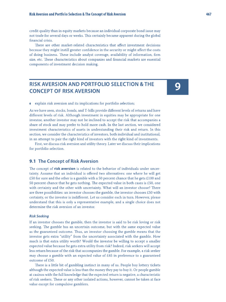 Risk Aversion CFA | PDF
