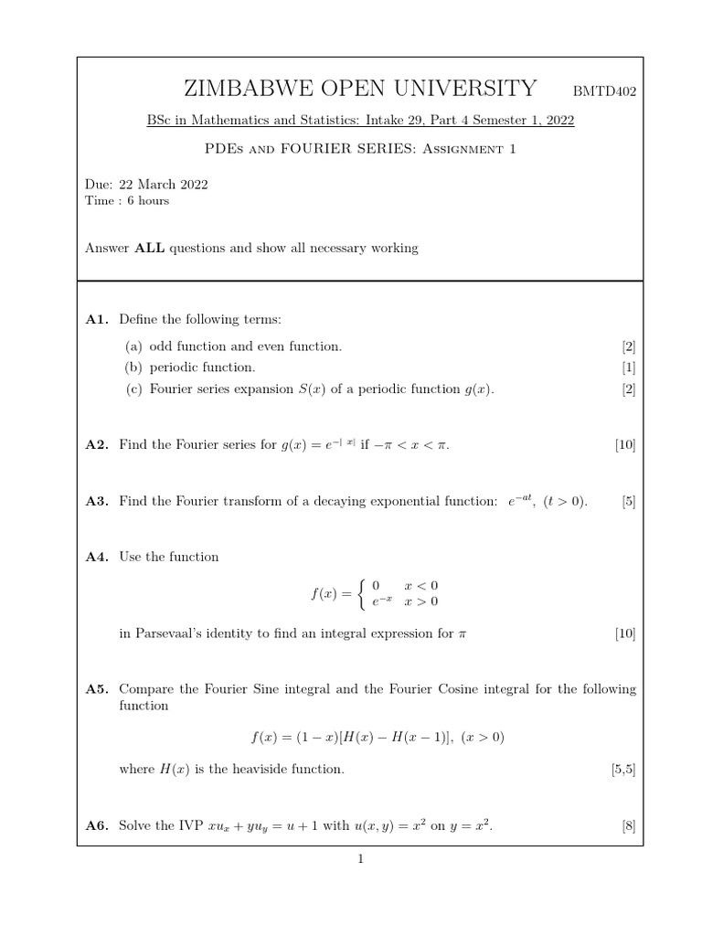 PDEs and Fourier Series | PDF | Partial Differential Equation ...