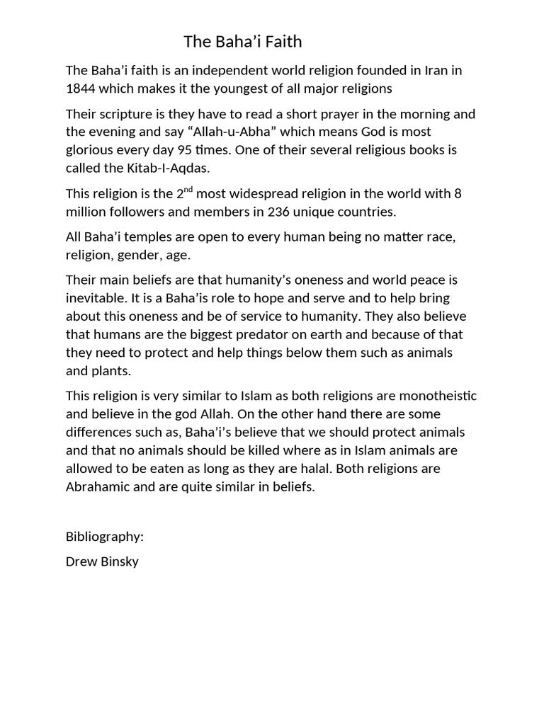 The Baha'i Faith | PDF | Social Science