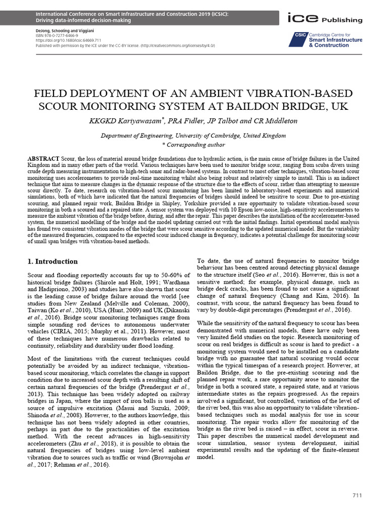 Field Deployment of An Ambient Vibration Based Scour Monitoring System ...