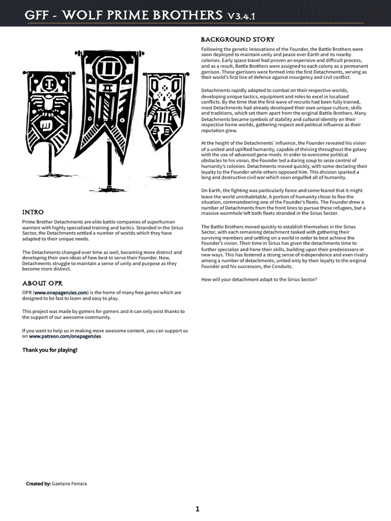 GFF - Wolf Prime Brothers 3.4.1 | PDF | Military