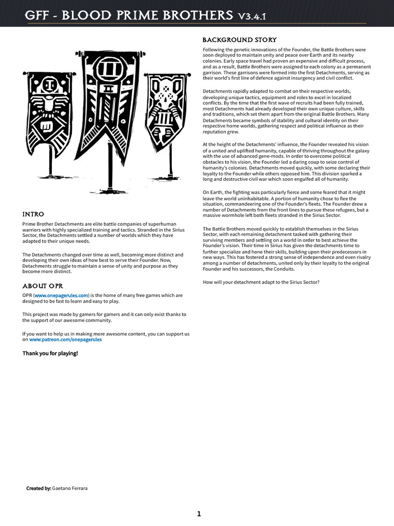Blood Prime Brothers Detachment Guide | PDF | Military
