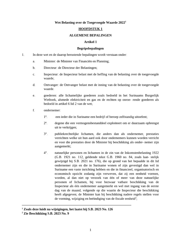 Wet Belasting Over de Toegevoegde Waarde | PDF