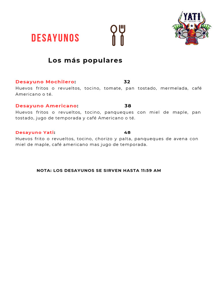Menu Yati Agosto24 | PDF | filete | Hamburguesas