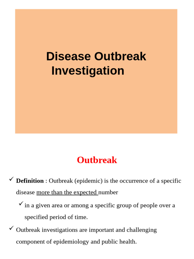 Chapter 10. Out Break Investigation | PDF | Epidemics | Infection