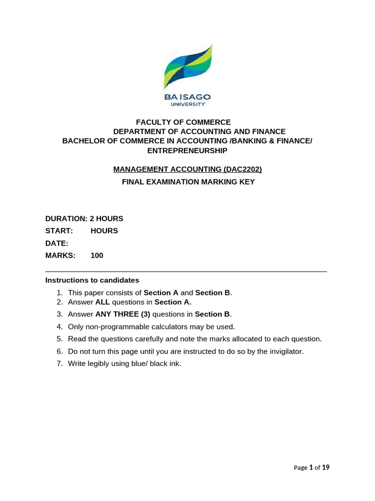 (DAC 2202) MAN ACC FINAL EXAM & Answers | PDF | Net Present Value ...