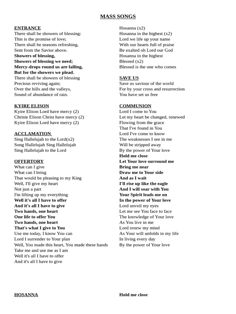 Mass Songs | PDF | Systematic Theology | Theology