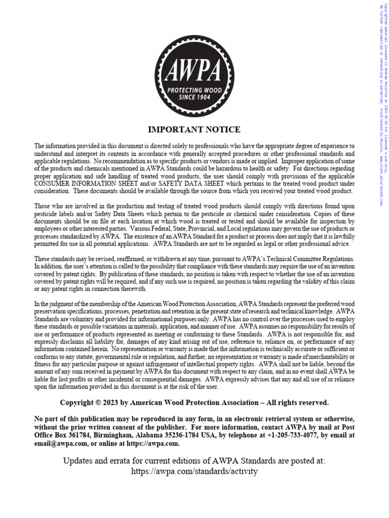 Important Notice: Updates and Errata For Current Editions of AWPA ...