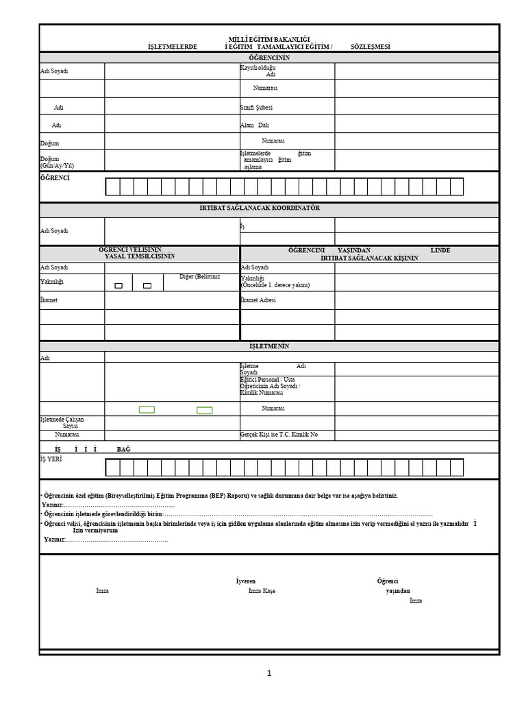 Staj Sözleşmesi Yeni 20.05.24 | PDF