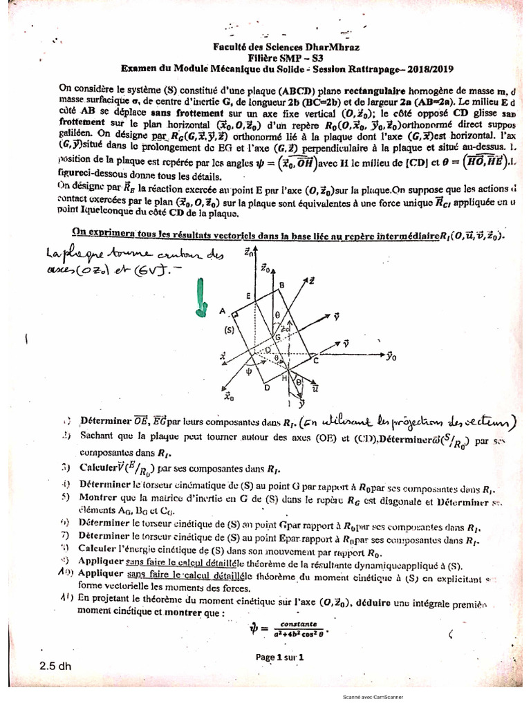Correction Examen 2019 Solide PERFECTCENTER-1 | PDF