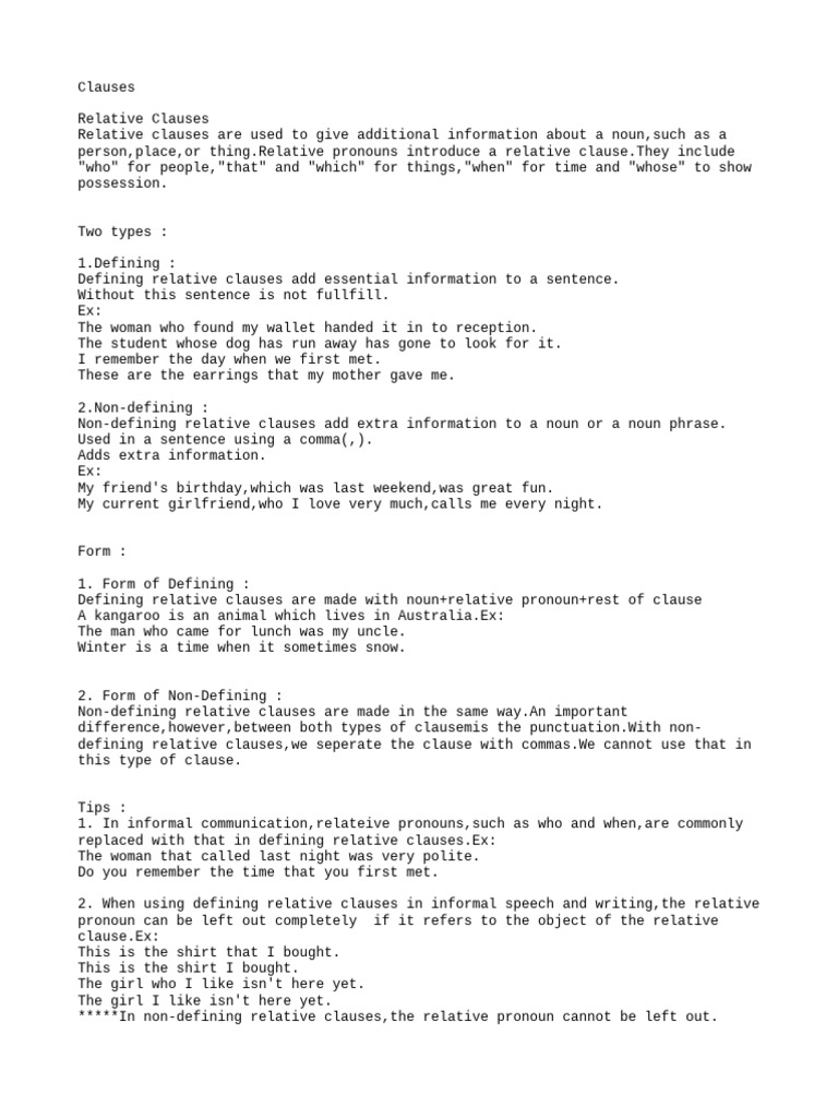 6. Clauses | PDF | Clause | Grammatical Tense