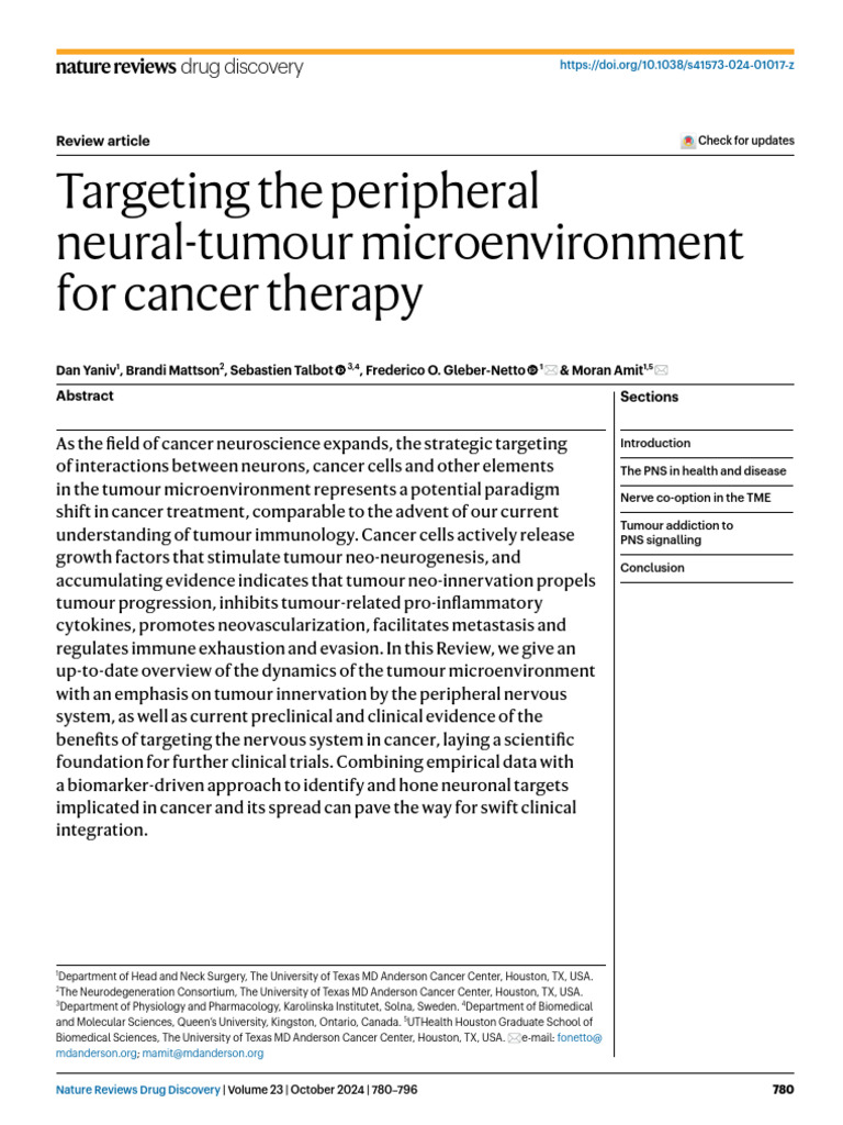 Cancer Therapy via Neural Targeting | PDF | Nerve | Neuron