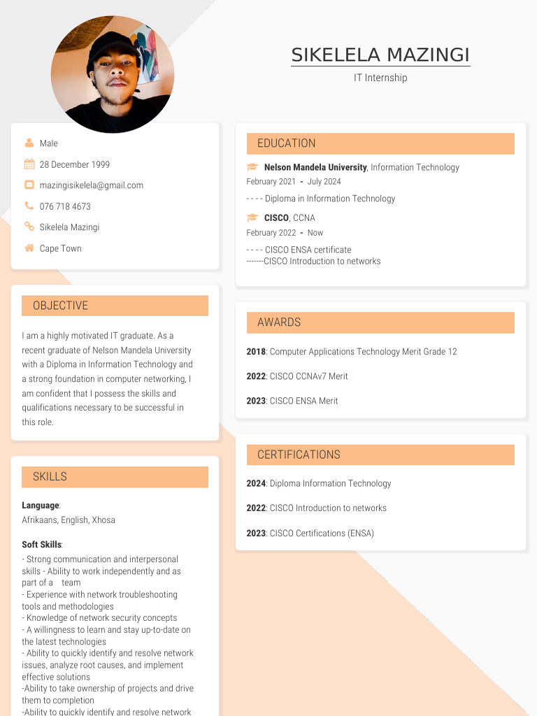 IT Graduate Resume: Networking Skills | PDF | Cisco Certifications | Computer Networking