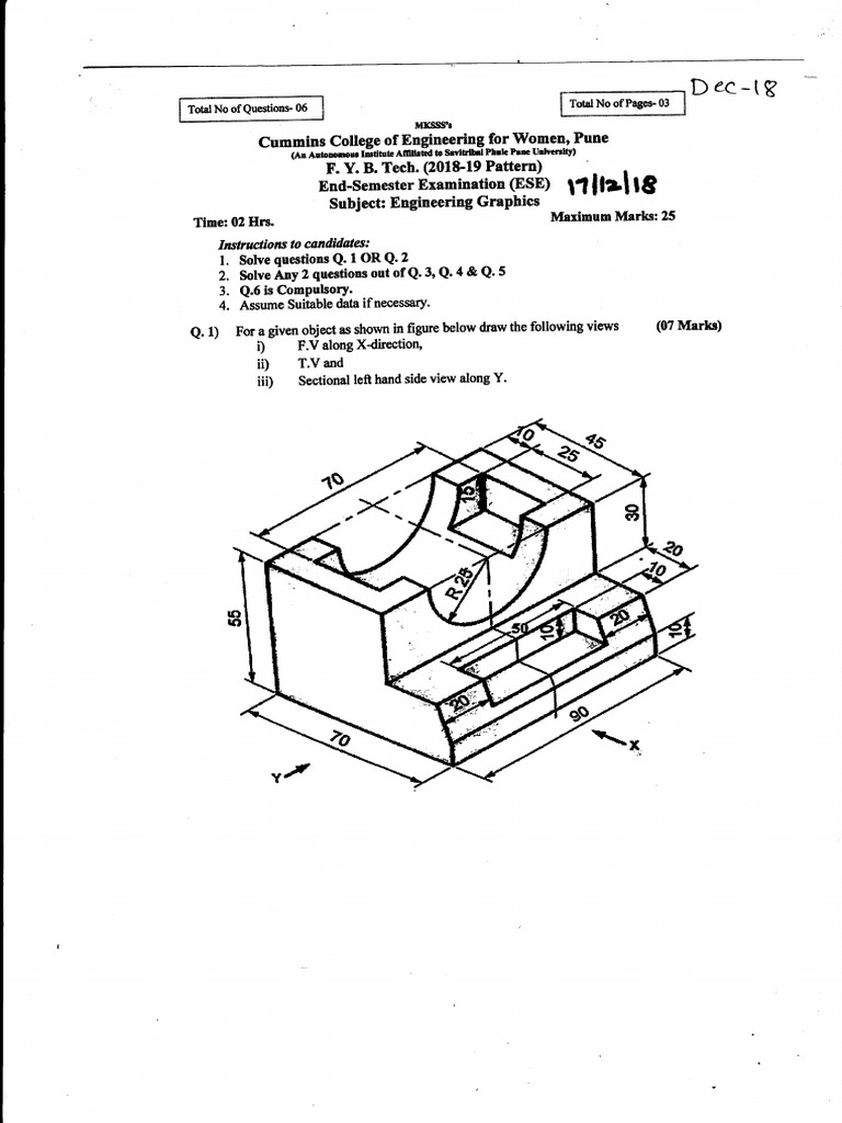 Engineering Graphics DEC-2018 Sem-I (F.Y.B.Tech) | PDF
