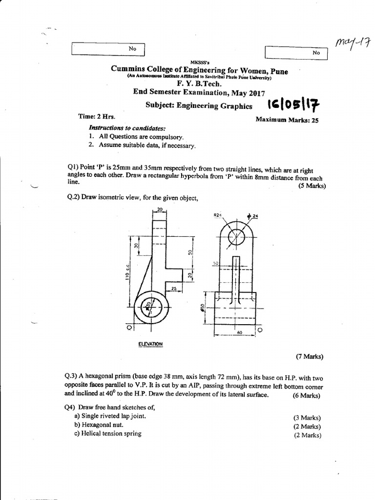 Engineering Graphics Exam Questions | PDF