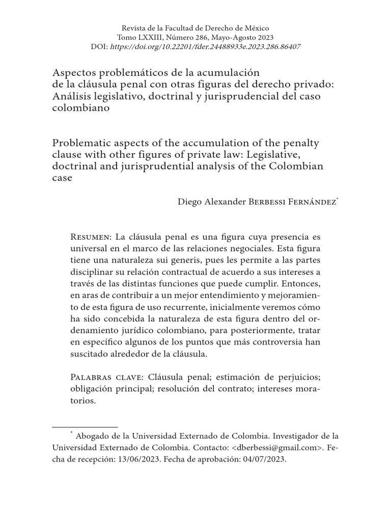 Cláusula Penal en Derecho Colombiano | PDF | Daños y perjuicios | Caso ...