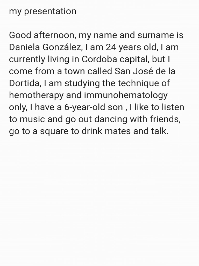 My Presentación de Ingles, Daniela Gonzalez | PDF