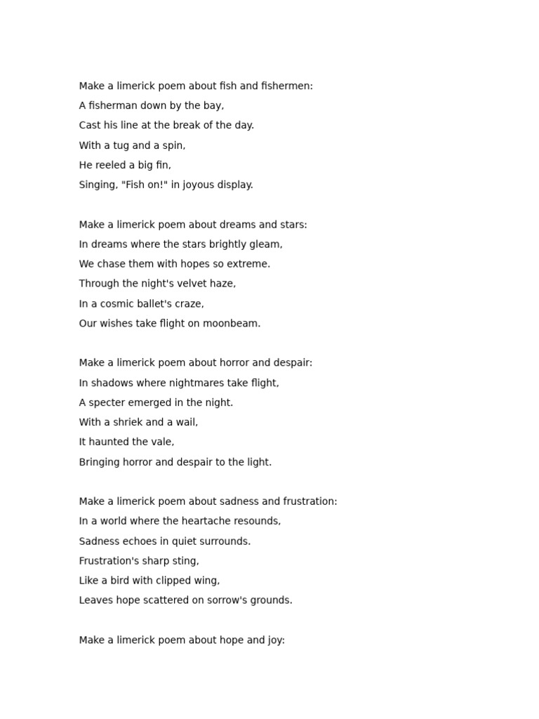 Limericks Celebrating Fish and Fishermen | PDF