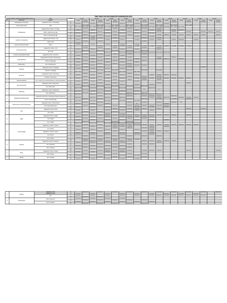 Time-Table ODD SEM Dec 2024 (25 Nov 2024 To 6 Dec 2024) - Sheet1 | PDF ...