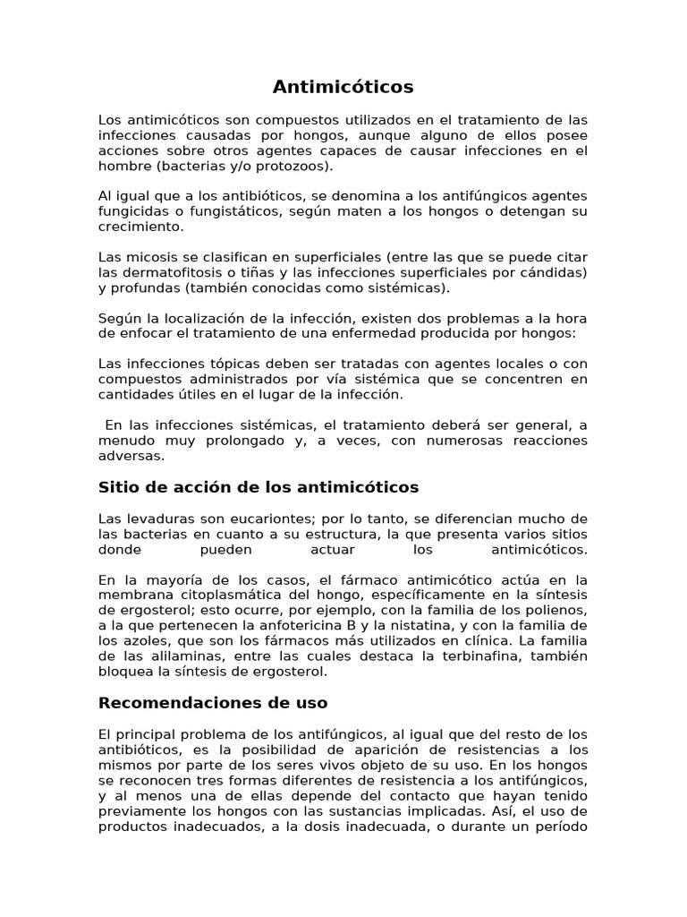 Guía Completa de Antimicóticos | PDF | Drogas | Farmacología