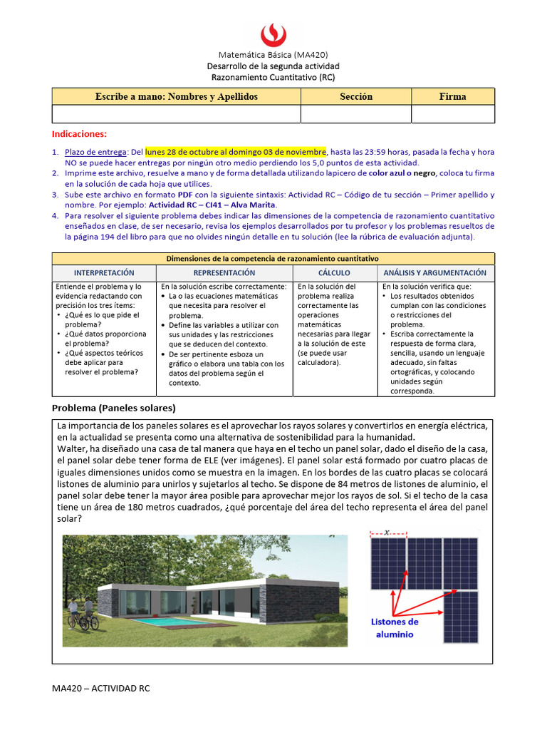 Actividad RC N°3 | PDF | Ecuaciones | Panel solar