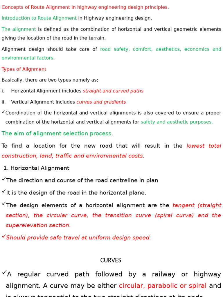 ROUTE Lecture 02. Concepts of Route Alignment in Highway Engineering ...