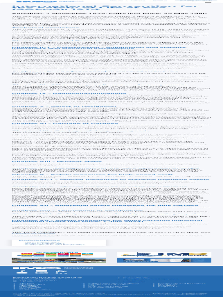 International Convention For The Safety of Life at Sea (SOLAS), 1974 ...