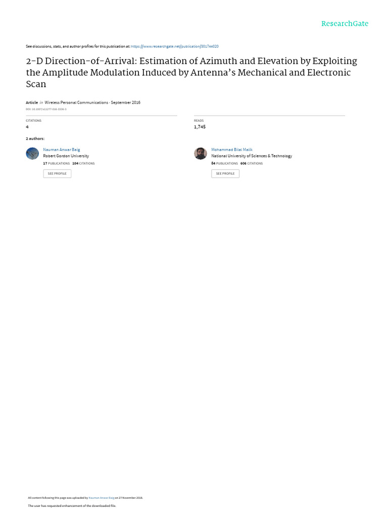 2-D Direction-of-Arrival Estimation of Azimuth and | PDF | Radar | Electronics