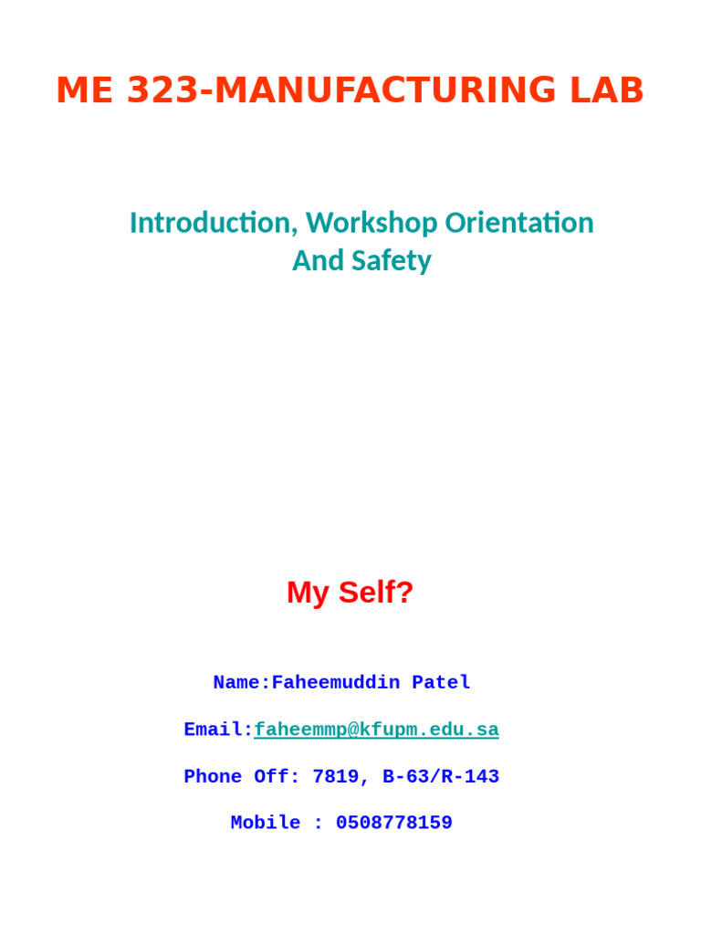 Manufacturing Lab Safety and Guidelines | PDF