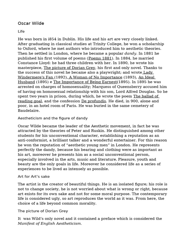 OSCAR WILDE | PDF | Oscar Wilde | Victorian Poets