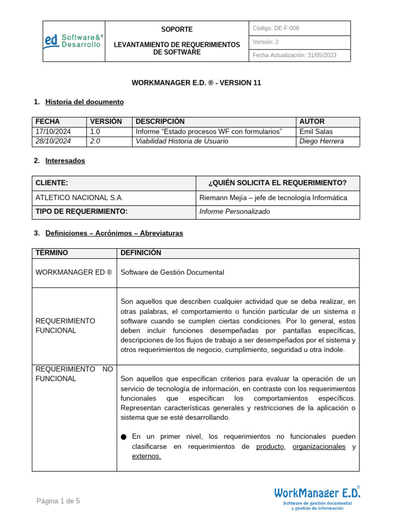 De-F-008 Levantamiento de Requerimientos de Software y Viabilidades Atl ...