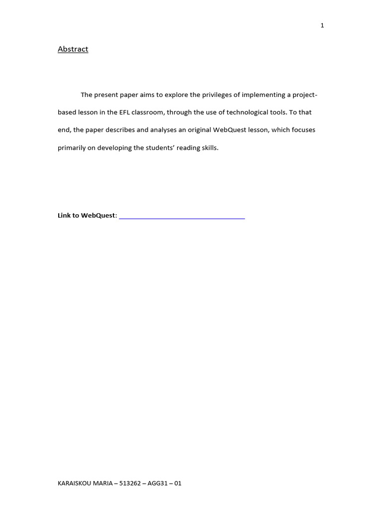 Designing A Webquest For The Efl Classroom | PDF | Learning | Foreign Language