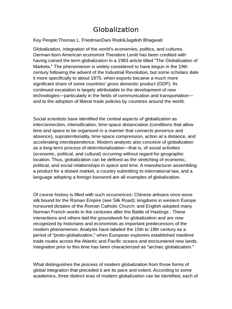 Globalization info of brittanica | PDF | Globalization | Trade