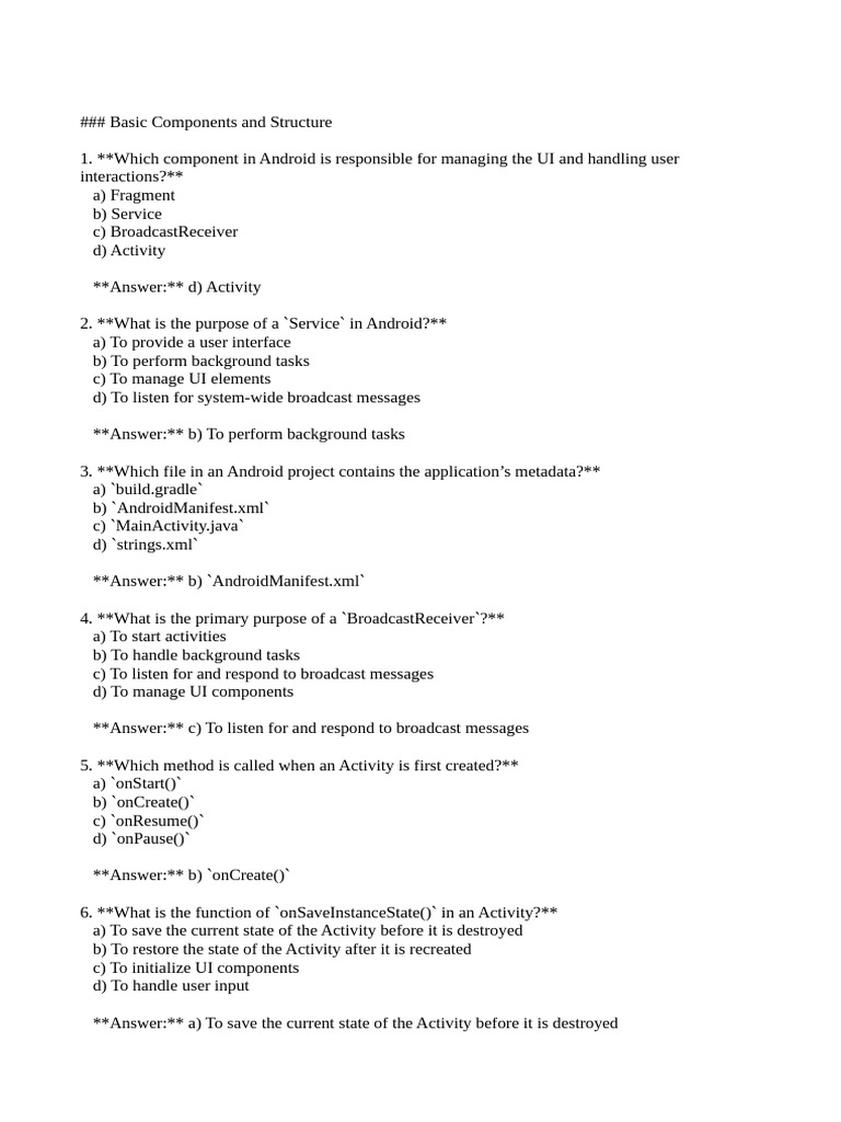 MCQ's | PDF | Databases | Android (Operating System)