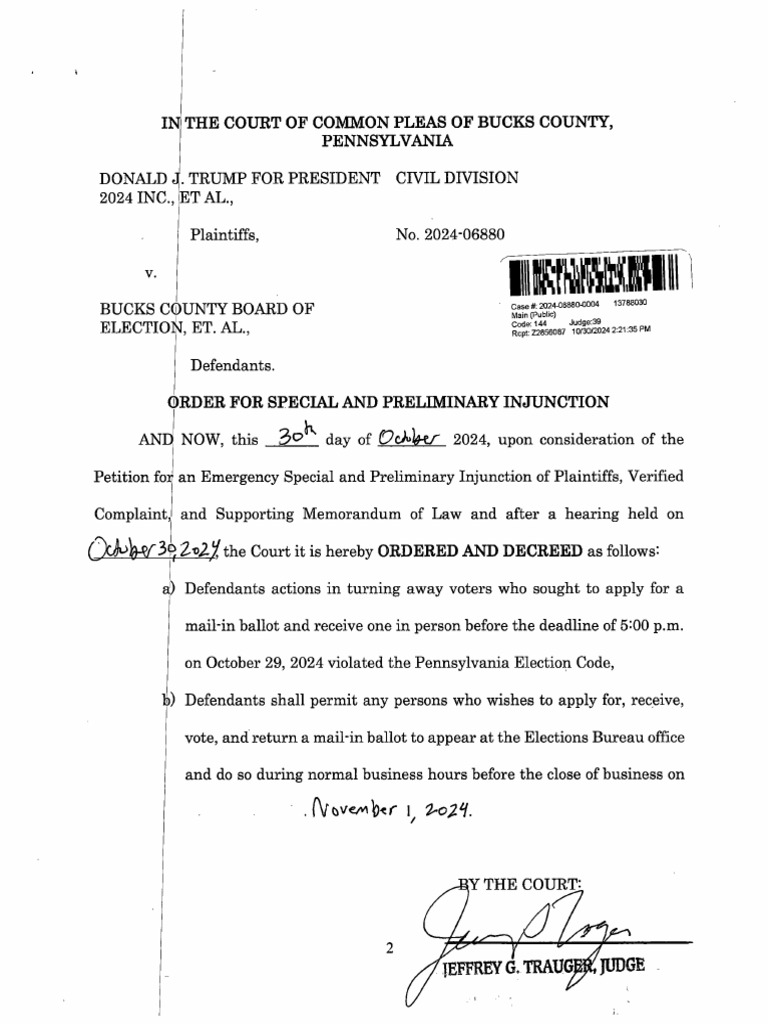 Order For Special and Preliminary Injunction | PDF