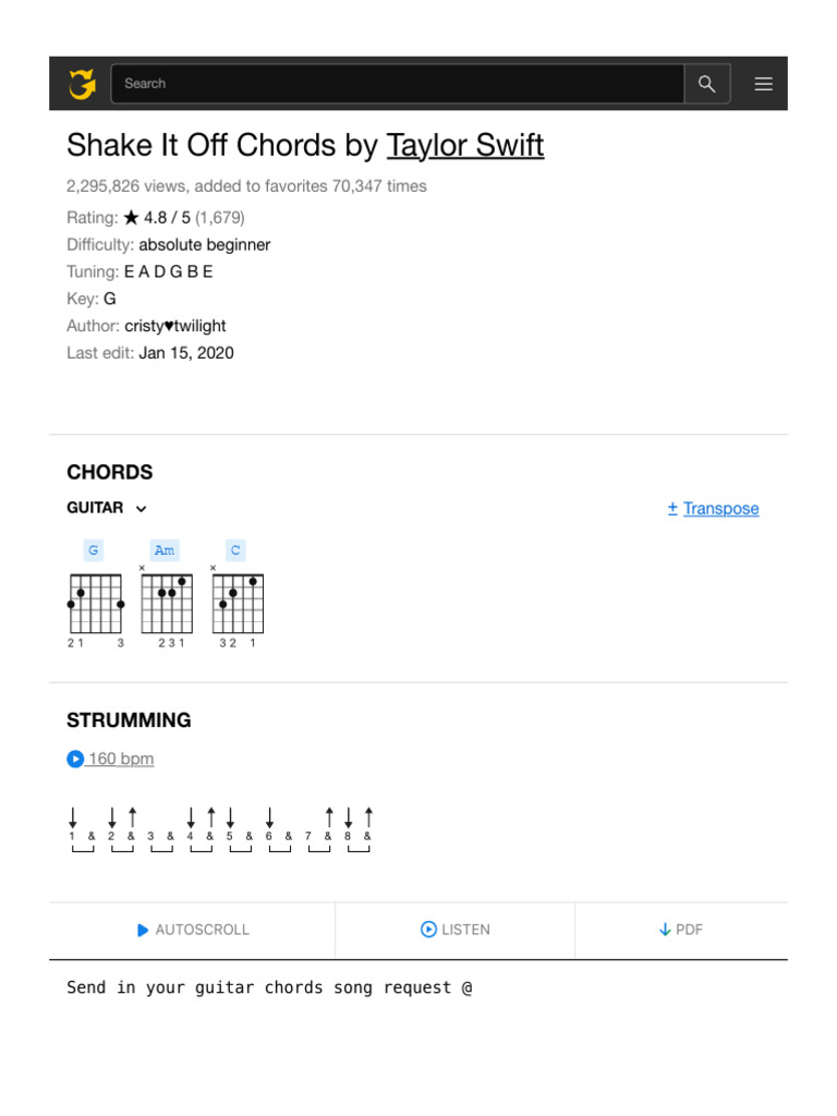 SHAKE IT OFF CHORDS by Taylor Swift @ | PDF | Song Structure | Singles