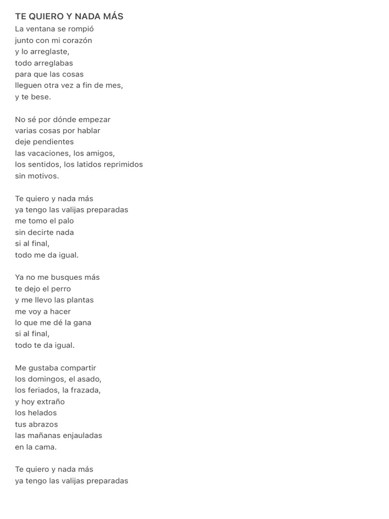 Te Quiero y Nada Más | PDF