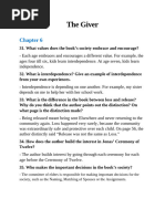 Chapter 4 Summary of The Giver | PDF