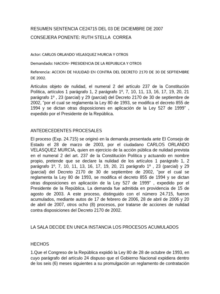 Nulidad del Decreto 2170 de 2002 | PDF | Regulación | Justicia