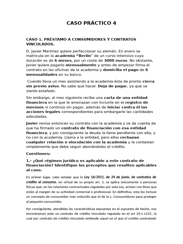 CASO PRÁCTICO 4 Derecho Mercantil | PDF | Los consumidores | Bancos